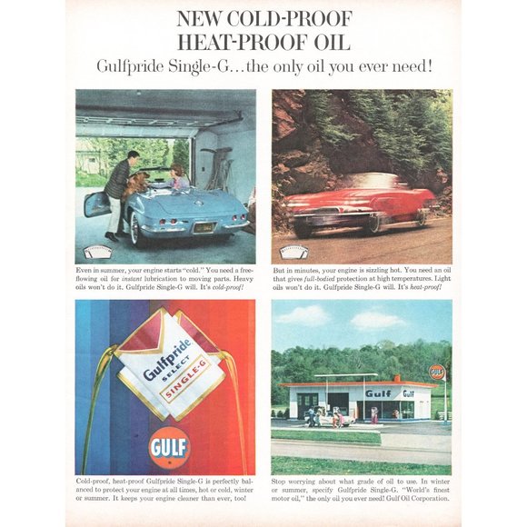 Gulf Oil | Art | 961 Gulf Oil Company Gulfpride Singleg Vintage Print ...